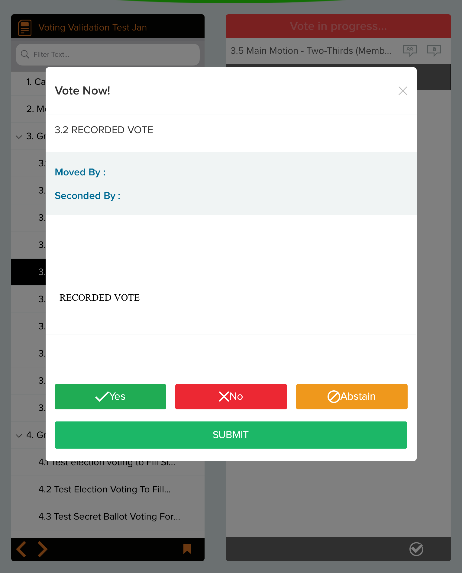 Voting - eScribe Meetings Pro App – eScribe
