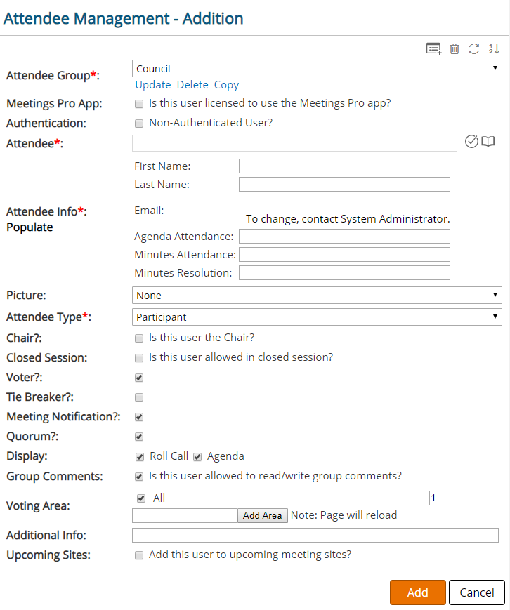 Adding Attendees to an Attendee Group – eScribe